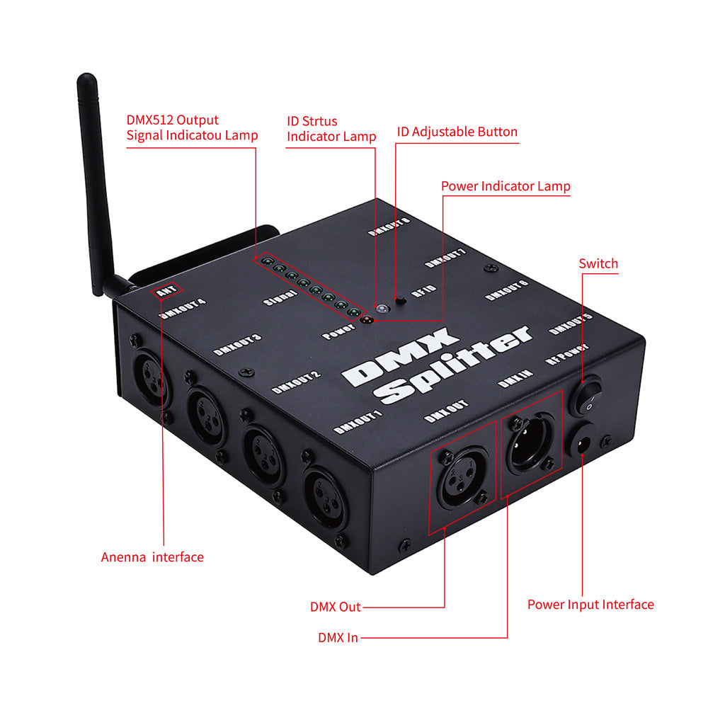 Wireless 8 Channel DMX512 Signal Amplifier Enhances DMX Controller